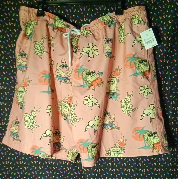 SpongeBob Squarepants | Swim | Mens Spongebob Elastic Waist Swim Shorts ...